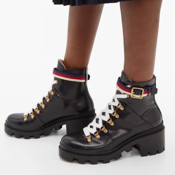 Gucci | Shoes | Gucci Sylvie Trek Lace Up Ankle Boots Shoes | Poshmark